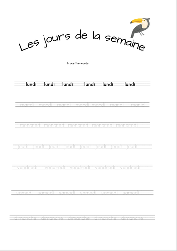 French primary KS2 worksheet days of the week | Teaching Resources