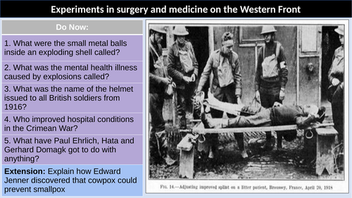 WW1 Western Front Experiments Surgery Medicine | Teaching Resources