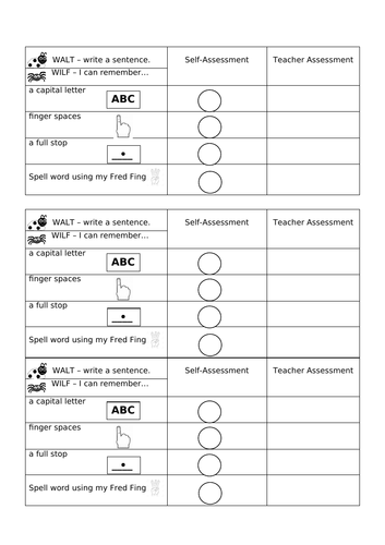 Writing Assessments (self and teacher) | Teaching Resources
