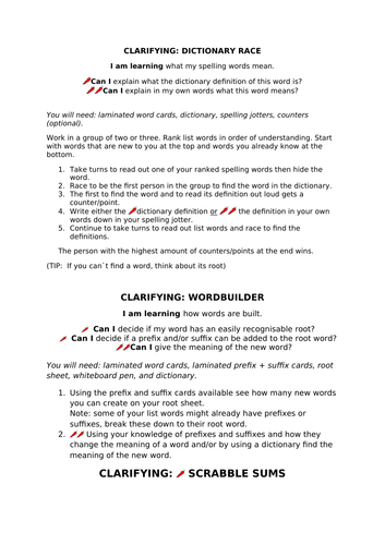 Spelling - Clarifying Activities | Teaching Resources