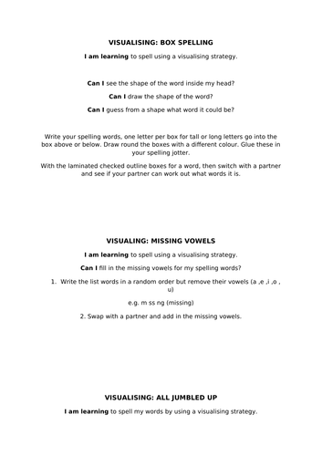 Spelling - Visualising Activities | Teaching Resources