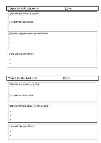 Target Setting Template | Teaching Resources Target Setting Template | Teaching Resources