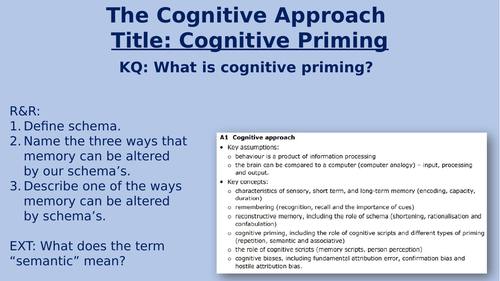 The cognitive approach BTEC Applied Psychology NEW SPEC | Teaching ...