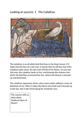 Sourcework - Medieval Bestiary - The Caladrius | Teaching Resources