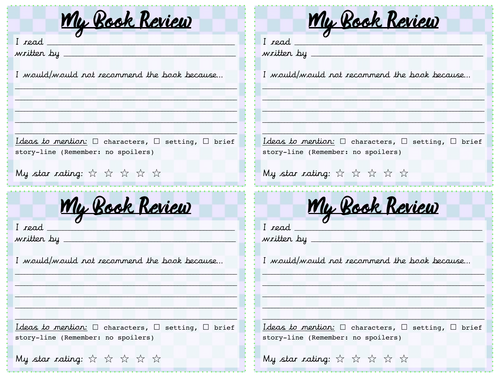 My Book Review | Teaching Resources