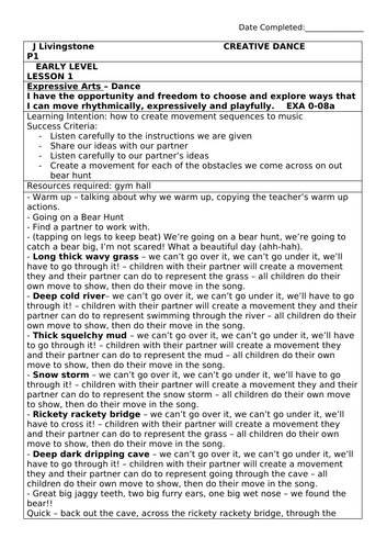 P1 Creative Dance Lesson Planning 4 week block | Teaching Resources