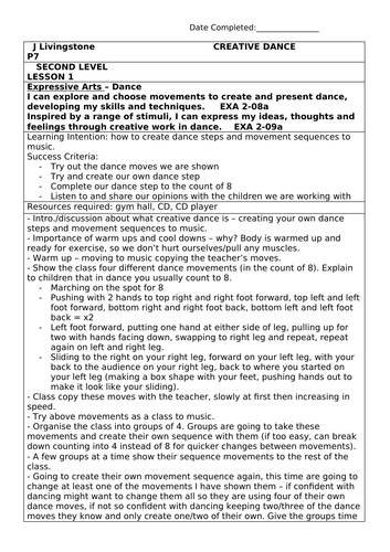 P7 Creative Dance Lesson Planning 3 week block | Teaching Resources