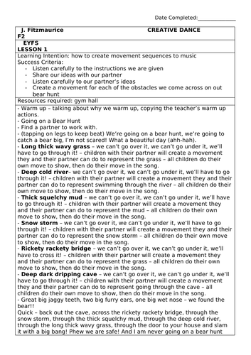 F2 Creative Dance Lesson Planning 4 week block | Teaching Resources