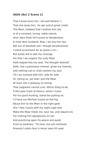 Othello - Act Two | Teaching Resources