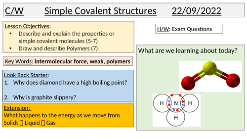 Simple covalent structures GCSE HIGHER | Teaching Resources Simple covalent structures GCSE HIGHER | Teaching Resources