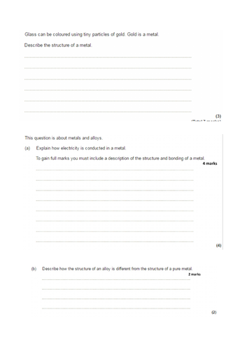 Metallic bonding GCSE HIGHER | Teaching Resources Metallic bonding GCSE HIGHER | Teaching Resources