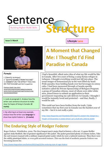 Higher RUAE Skills, Issue 3: Sentence Structure | Teaching Resources