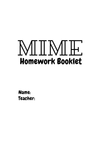 Mime Homework Booklet | Teaching Resources