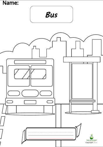 Bus - Writing Practice/Colouring Page Vehicles | Teaching Resources