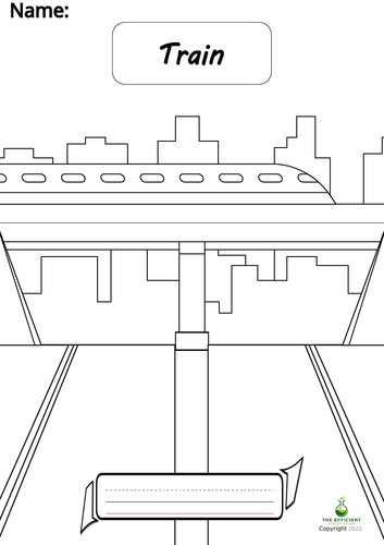 Train - Writing Practice/Colouring Page Vehicles | Teaching Resources