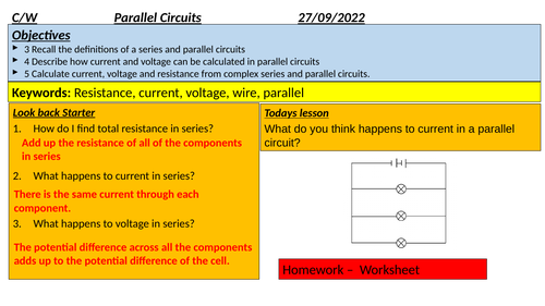 Parallel circuits GCSE PHYSICS | Teaching Resources