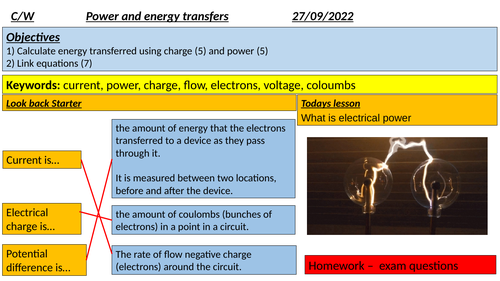 Power and energy transfer GCSE PHYSICS | Teaching Resources