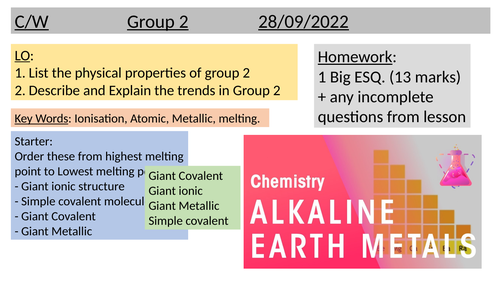 Physical properties of group 2 A LEVEL CHEM | Teaching Resources
