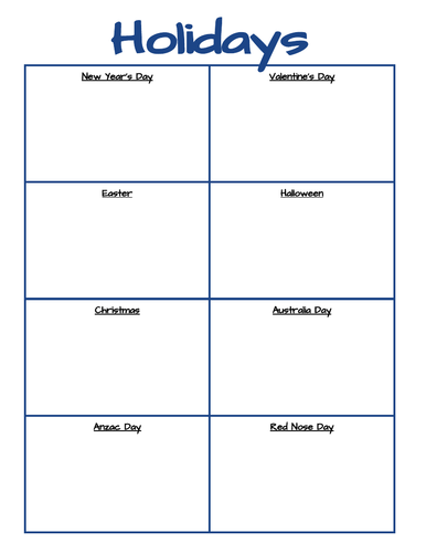 Holidays Cut and Stick (Australia) | Teaching Resources