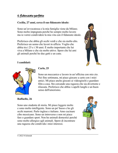 Congiuntivo: Il fidanzato perfetto Lettura | Italian Subjunctive ...