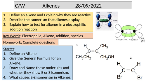 Alkenes A LEVEL | Teaching Resources