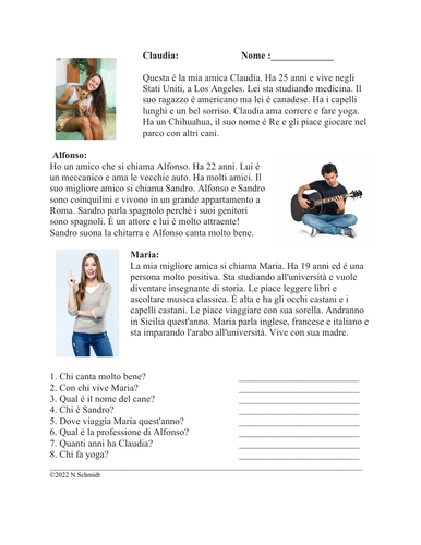 I miei amici Lettura: My Friends Italian Reading (essere / avere ...