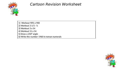 cartoon revision worksheet 60 | Teaching Resources