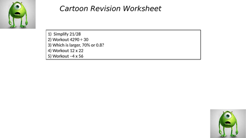cartoon revision worksheet 83 | Teaching Resources