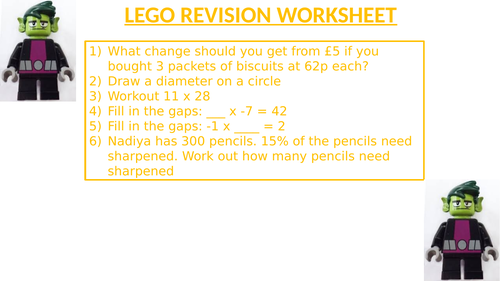 LEGO REVISION WORKSHEET 14 | Teaching Resources
