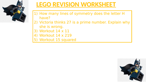 LEGO REVISION WORKSHEET 16 | Teaching Resources