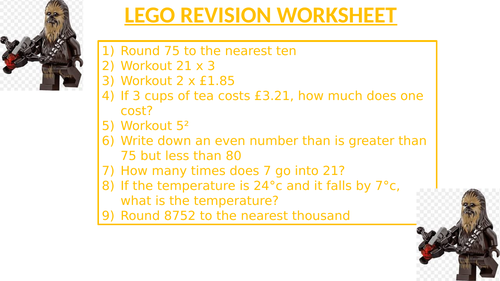 LEGO REVISION WORKSHEET 29 | Teaching Resources