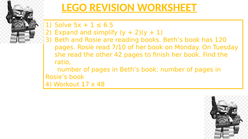 LEGO REVISION WORKSHEET 30 | Teaching Resources