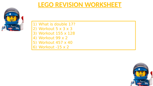 LEGO REVISION WORKSHEET 38 | Teaching Resources