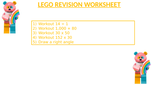 LEGO REVISION WORKSHEET 39 | Teaching Resources