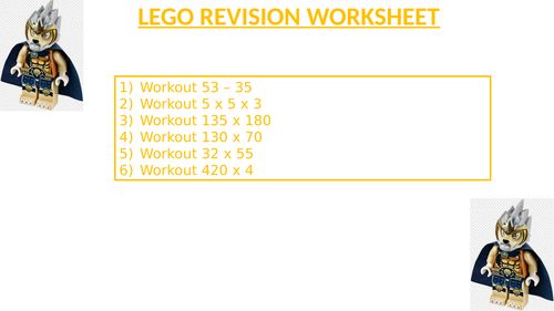 LEGO REVISION WORKSHEET 52 | Teaching Resources