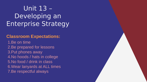 Unit 13 Developing Enterprise Strategy LAA | Teaching Resources