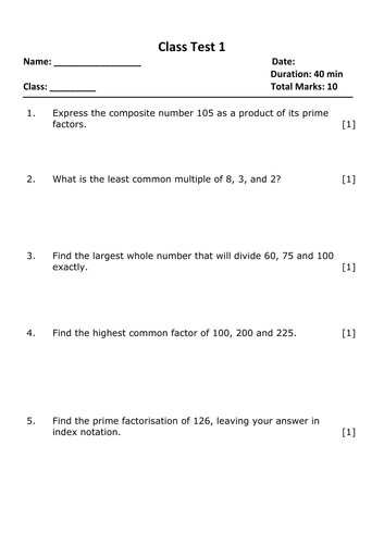 Numbers-Year-7-Class-Test-1-Mathematics-Question-Paper-and-Answers ...