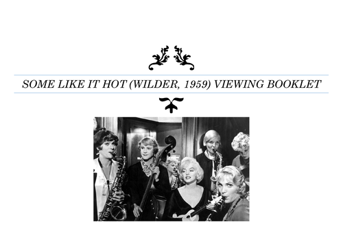 Some Like it Hot Viewing Booklet (AL Film Studies) | Teaching Resources