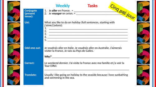 A retrieval task to revise the topic of holidays | Teaching Resources