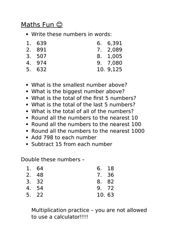 Maths filler KS2 morning activity finisher activity | Teaching Resources