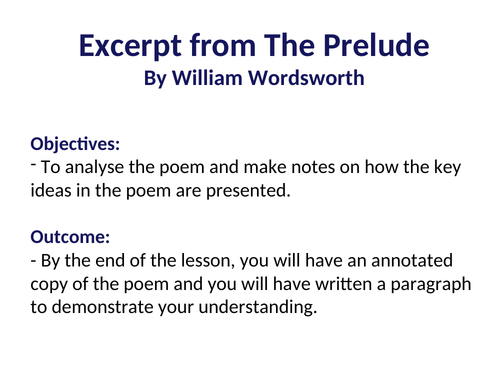 Excerpt from the Prelude (EDUQAS) excerpt | Teaching Resources