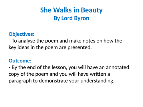 She Walks in Beauty GCSE PPT | Teaching Resources