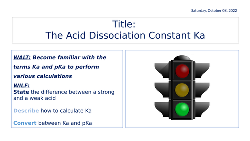 The Acid Dissociation Constant Ka Teaching Resources
