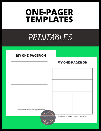One-Pager Templates/Summary/Graphic Organizers | Teaching Resources One-Pager Templates/Summary/Graphic Organizers | Teaching Resources