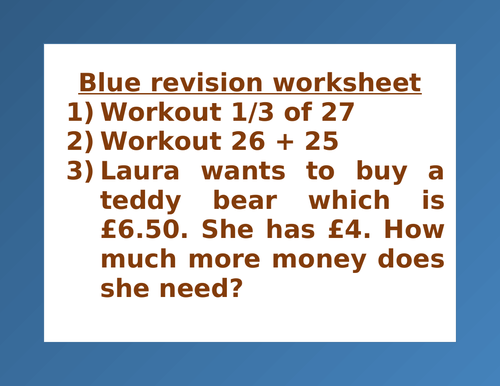 BLUE REVISION WORKSHEET 8 | Teaching Resources
