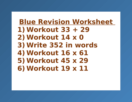 BLUE REVISION WORKSHEET 10 | Teaching Resources