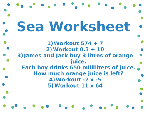 SEA REVISION WORKSHEET 5 | Teaching Resources