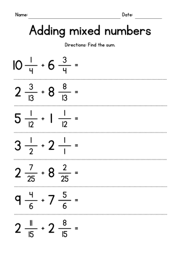 Adding Mixed Numbers with Like Denominators | Teaching Resources Adding Mixed Numbers with Like Denominators | Teaching Resources