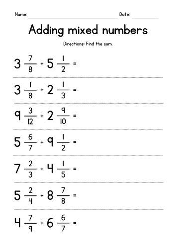 Adding Mixed Numbers (unlike denominators) | Teaching Resources Adding Mixed Numbers (unlike denominators) | Teaching Resources