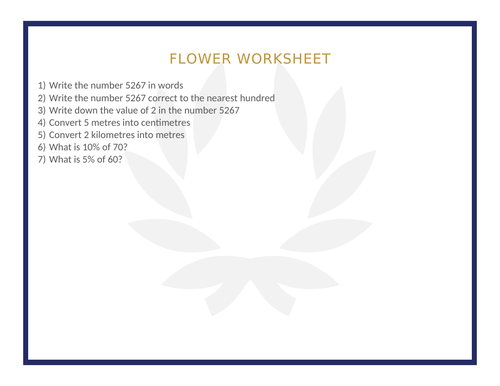 FLOWER WORKSHEET 20 | Teaching Resources